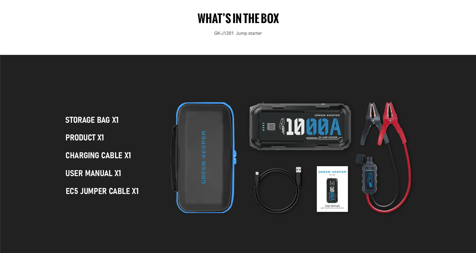 Jump Starter - Booster Series-GK-J1201-GreenKeeper,battery jumper ...