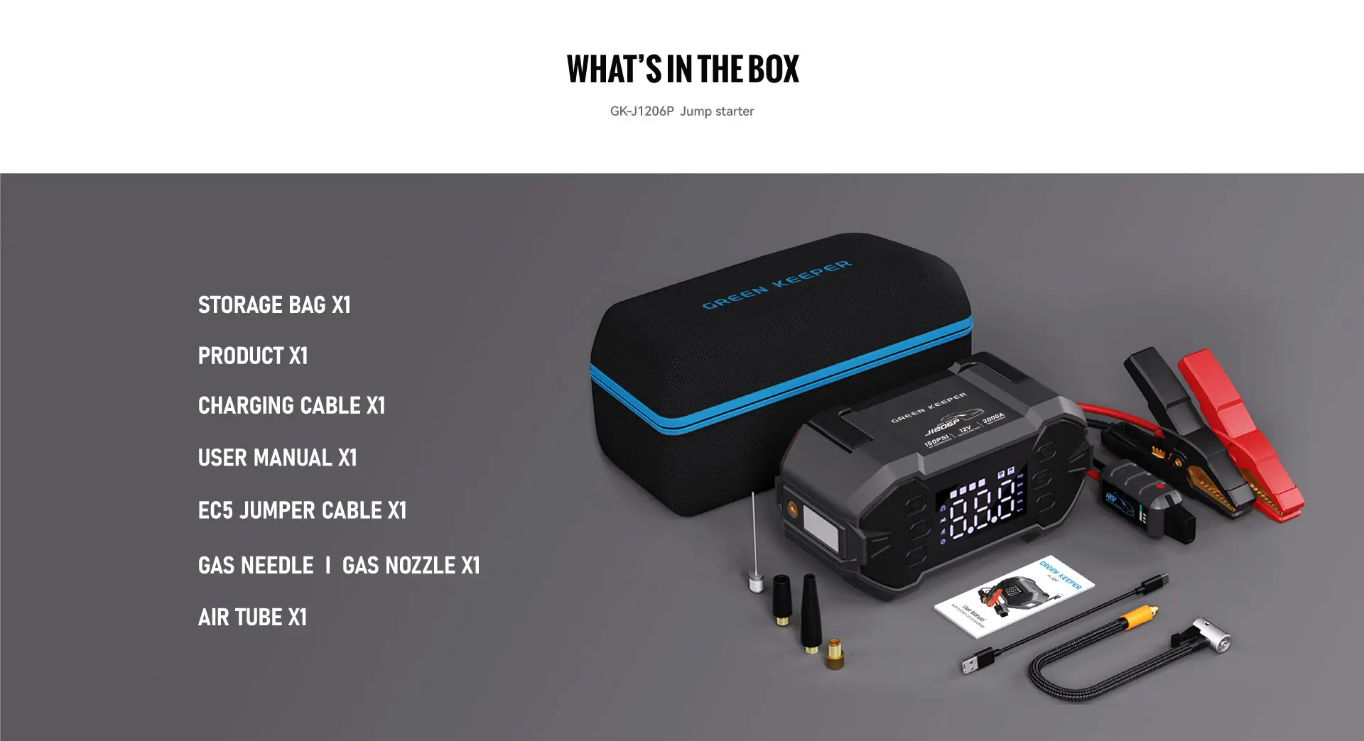 Jump Starter - Booster Series-GK-J1206P-GreenKeeper,battery jumper ...